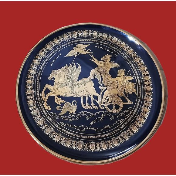 KE Greece | Accents | 24k Gold Painted Black 95 Greek Collectors Plate ...